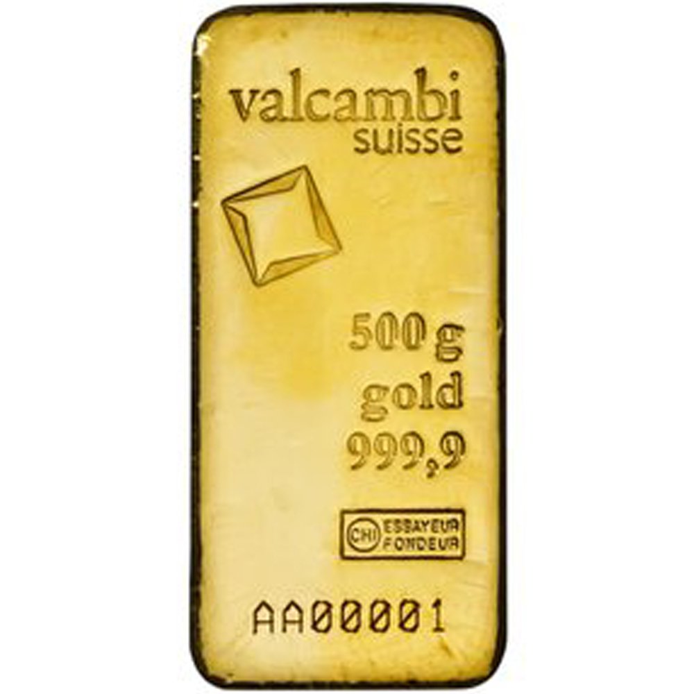 500 GRAMM Goldbarren gegossen Valcambi