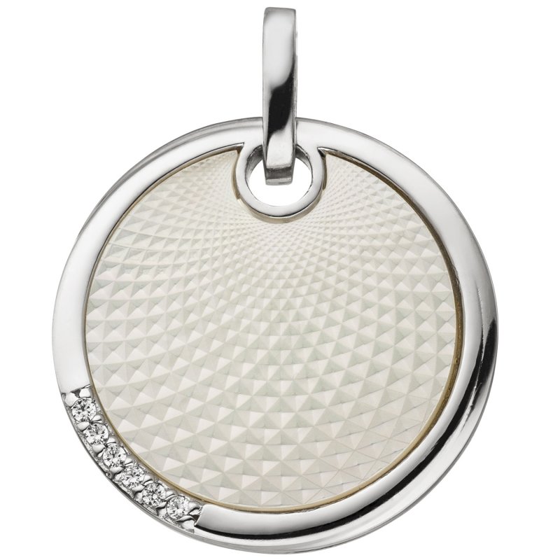 JOBO Anhänger 925 Sterling Silber 6 Zirkonia 1 Perlmutt Einlage ...