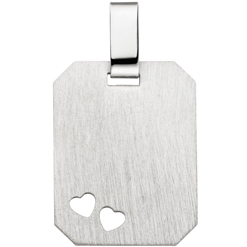 JOBO Anhänger Herz Herzen Gravur Gravurplatte eckig 925 Silber matt ...