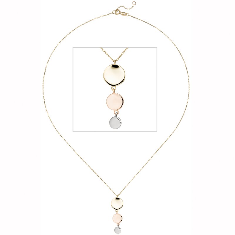JOBO Collier Kette mit Anhänger 333 Gold tricolor dreifarbig 45 cm