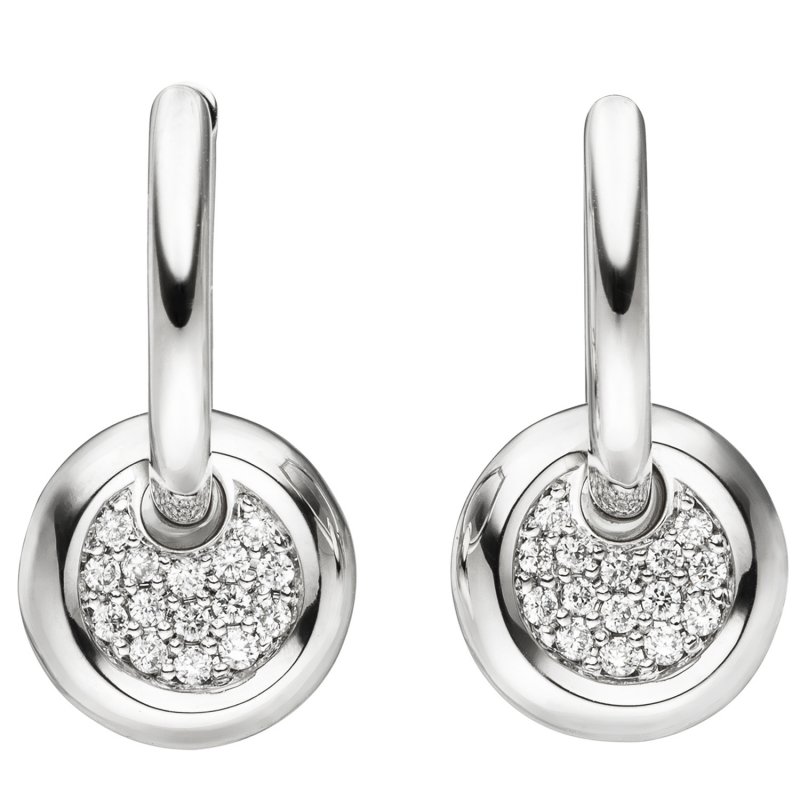 JOBO Creolen 585 Gold Weißgold 30 Diamanten Brillanten Ohrringe Diamantohrringe