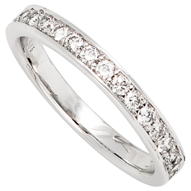 JOBO Damen Ring 585 Gold Weißgold 17 Diamanten Brillanten 0,50ct. Weißgoldring