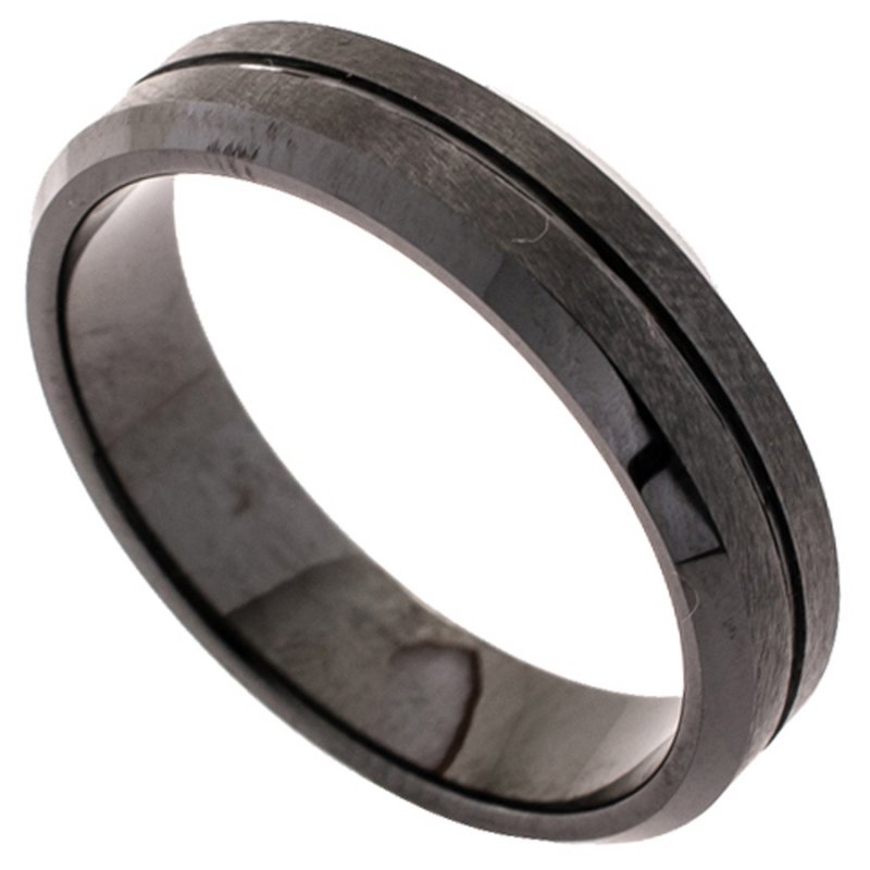 JOBO Herren Ring Edelstahl matt schwarz beschichtet