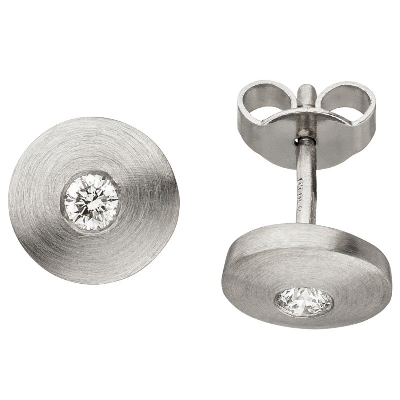JOBO Ohrstecker 950 Platin matt 2 Diamanten Brillanten Ohrringe ...