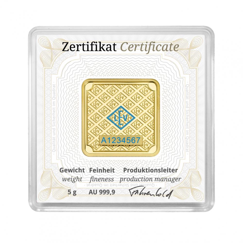 LEV Goldbarren 5g Geiger Original - Schloss Güldengossa